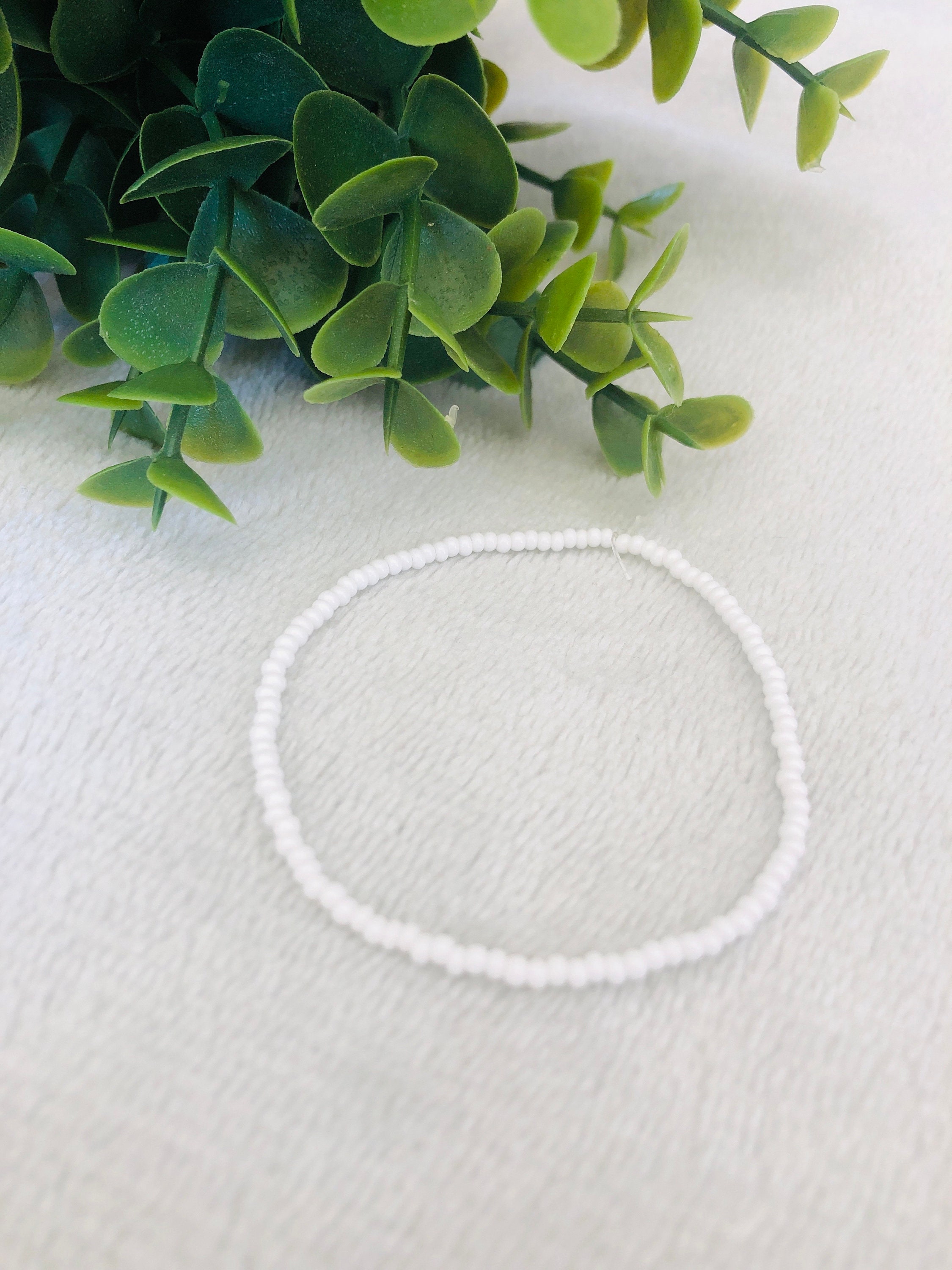 Simple White Seed Bead Bracelet | Neutral Beaded Accessory | Gift for ...