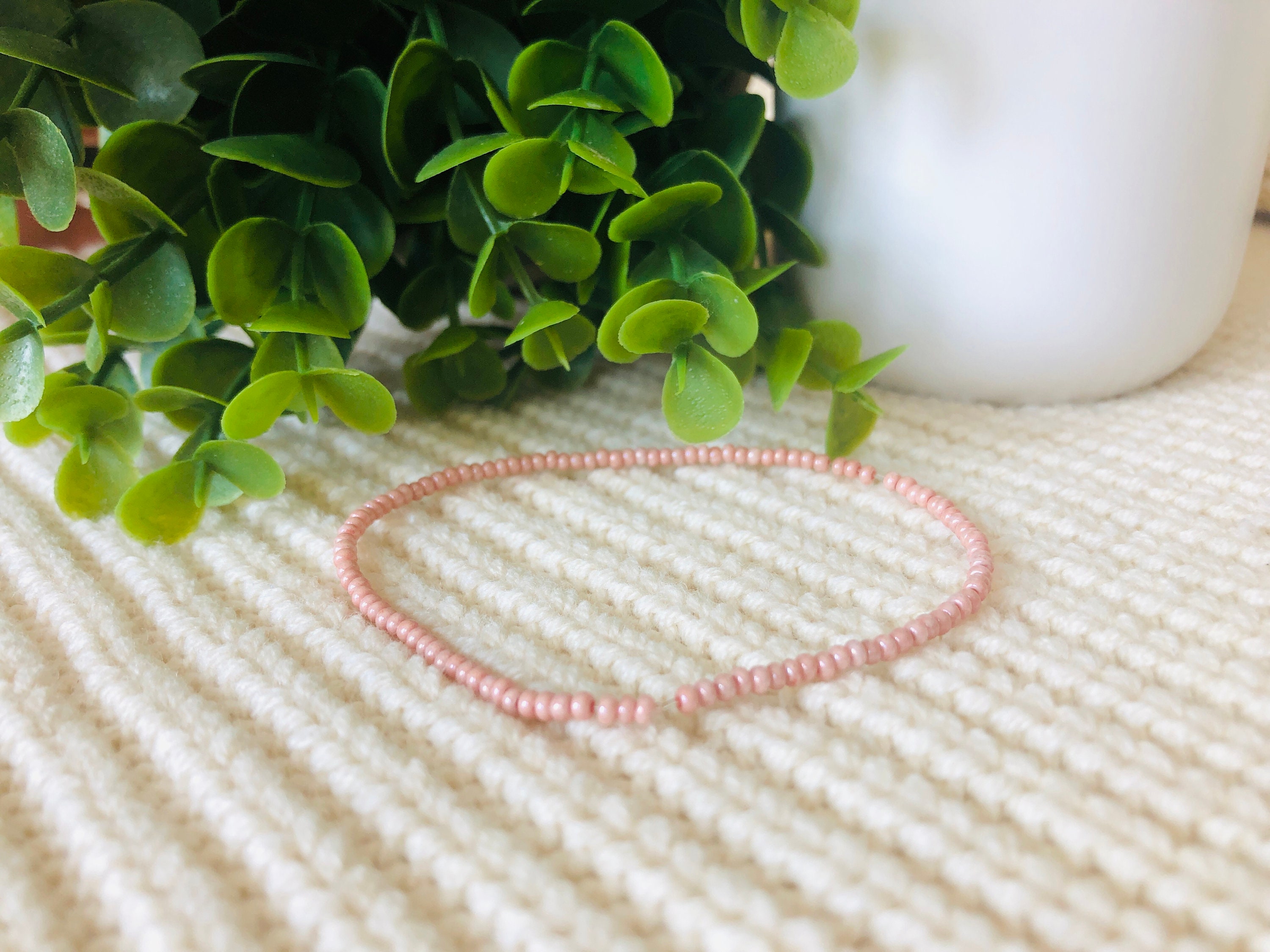 Simple Pink Seed Bead Bracelet Neutral Beaded Accessory Gift for Her ...