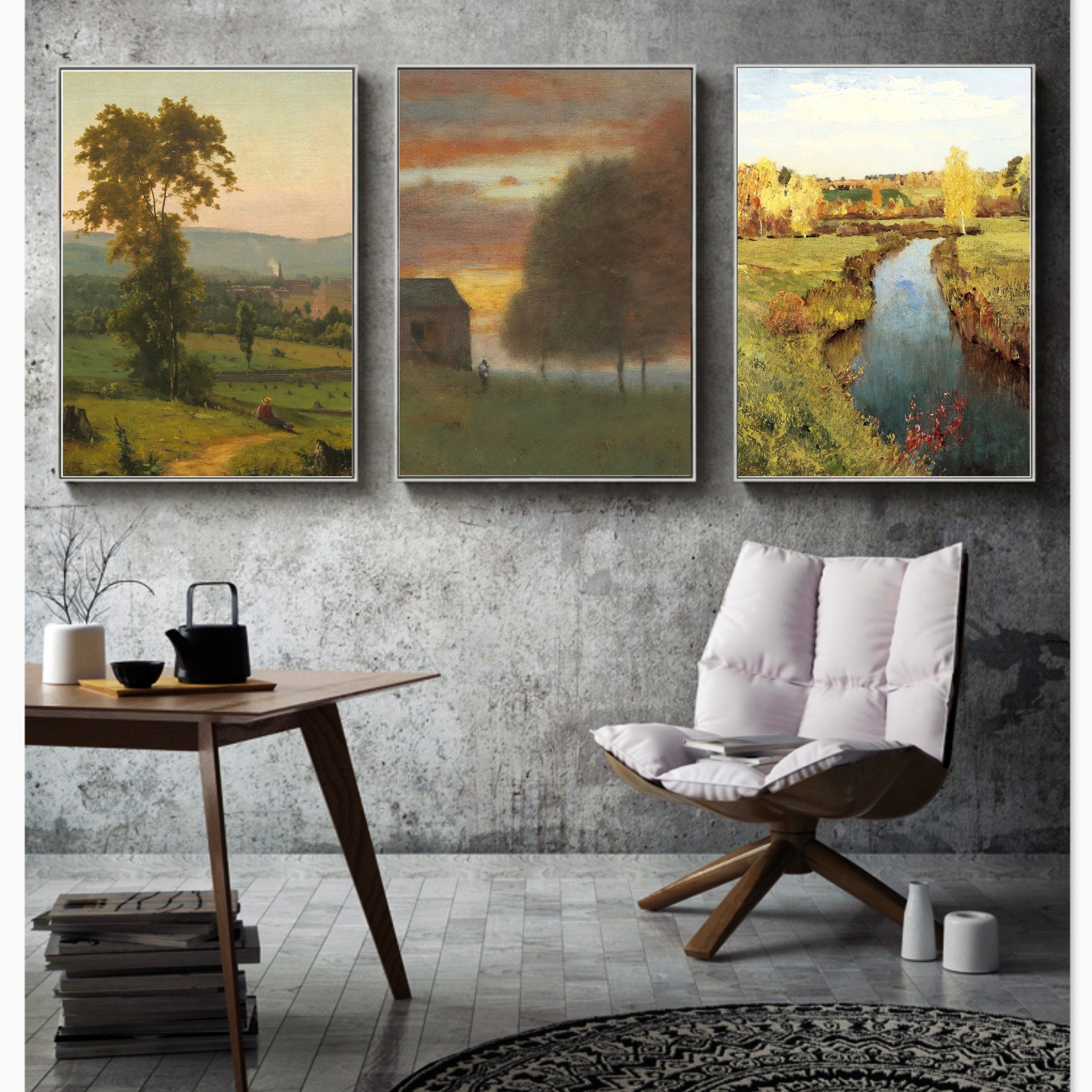 Meadow, Sunset & Forest Art Print Bundle | Vintage Bundle Art | Moody ...