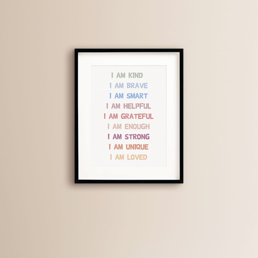 I AM Positive Affirmations Art for Kids , Nursery Inspirational Decor ...