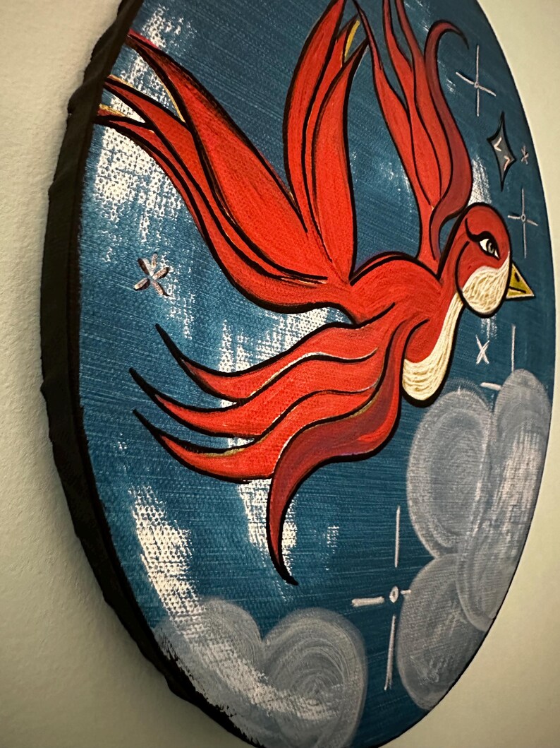 Freebird Acrylic Art Painting on Oval Canvas - Etsy