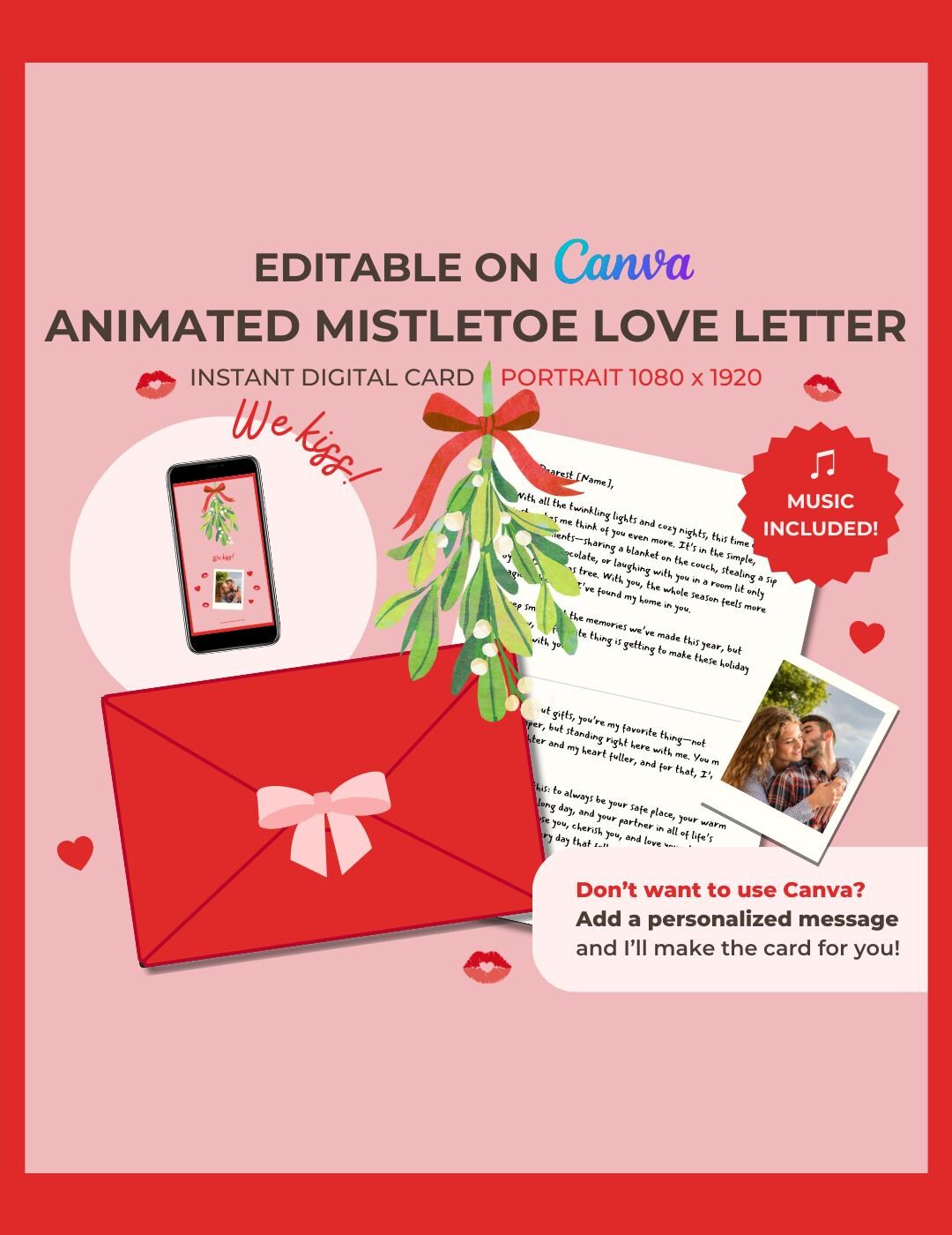 Animated Mistletoe Christmas Love Letter (mobile Version) – Editable ...