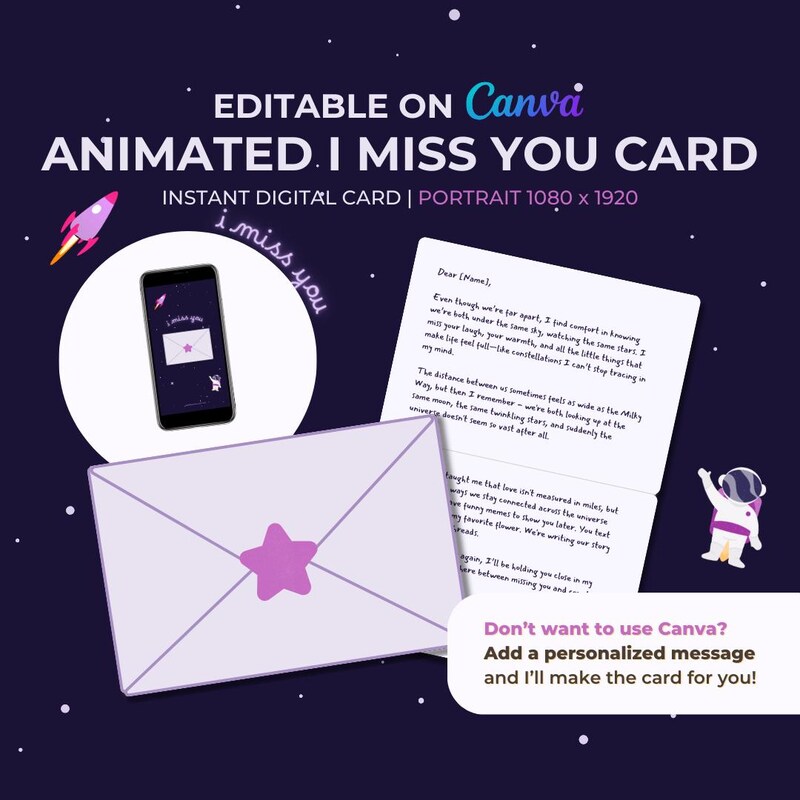 I Miss You Card - Etsy