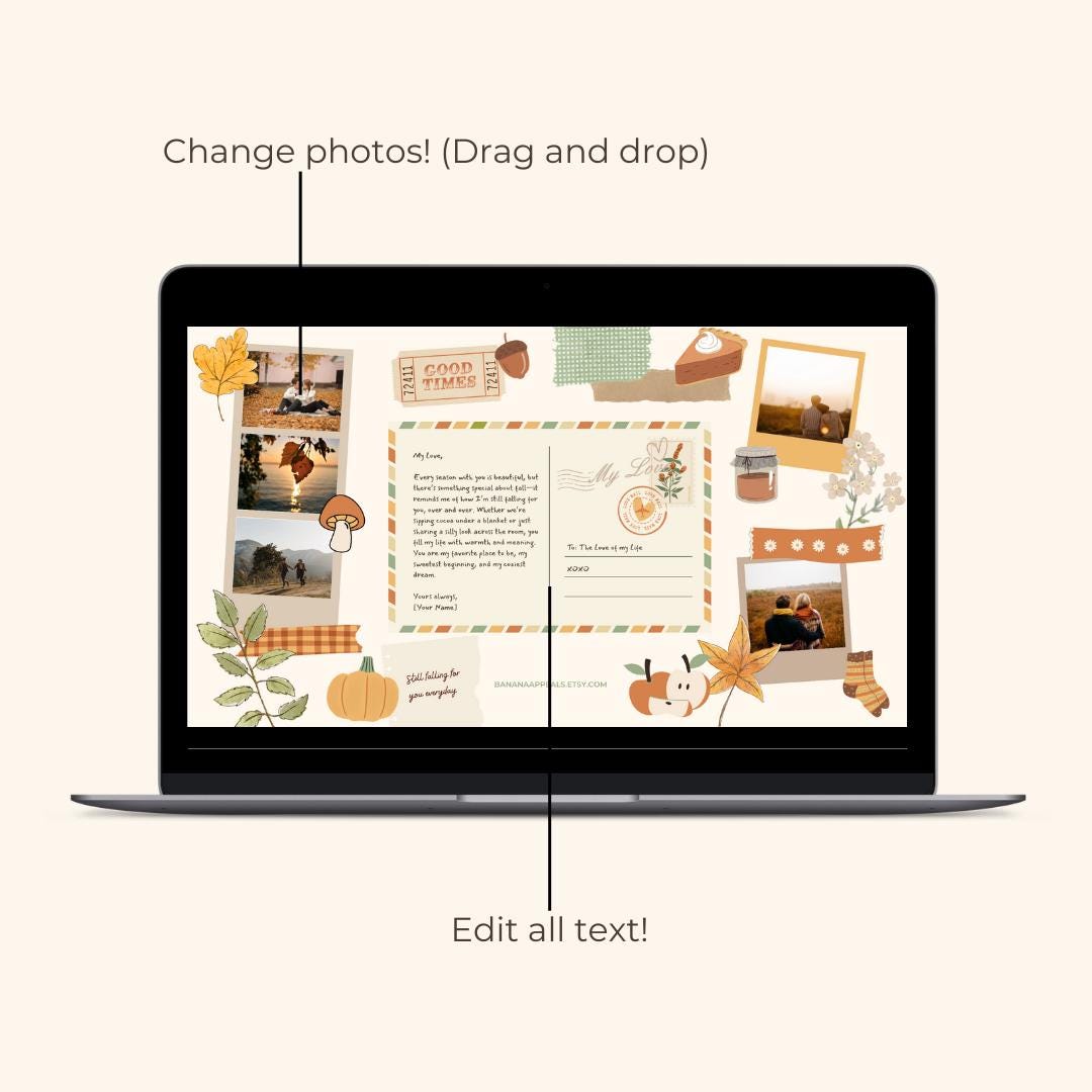 Animated Autumn/fall Love Mail – Editable Canva Template | Digital ...
