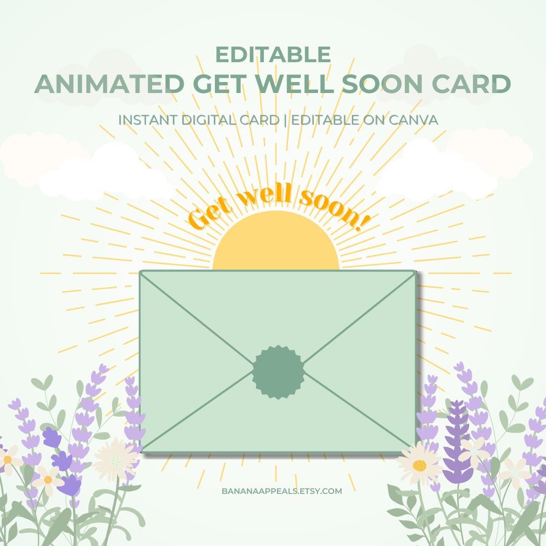 Animated “get Well Soon” Card – Editable Canva Template | Digital Video ...