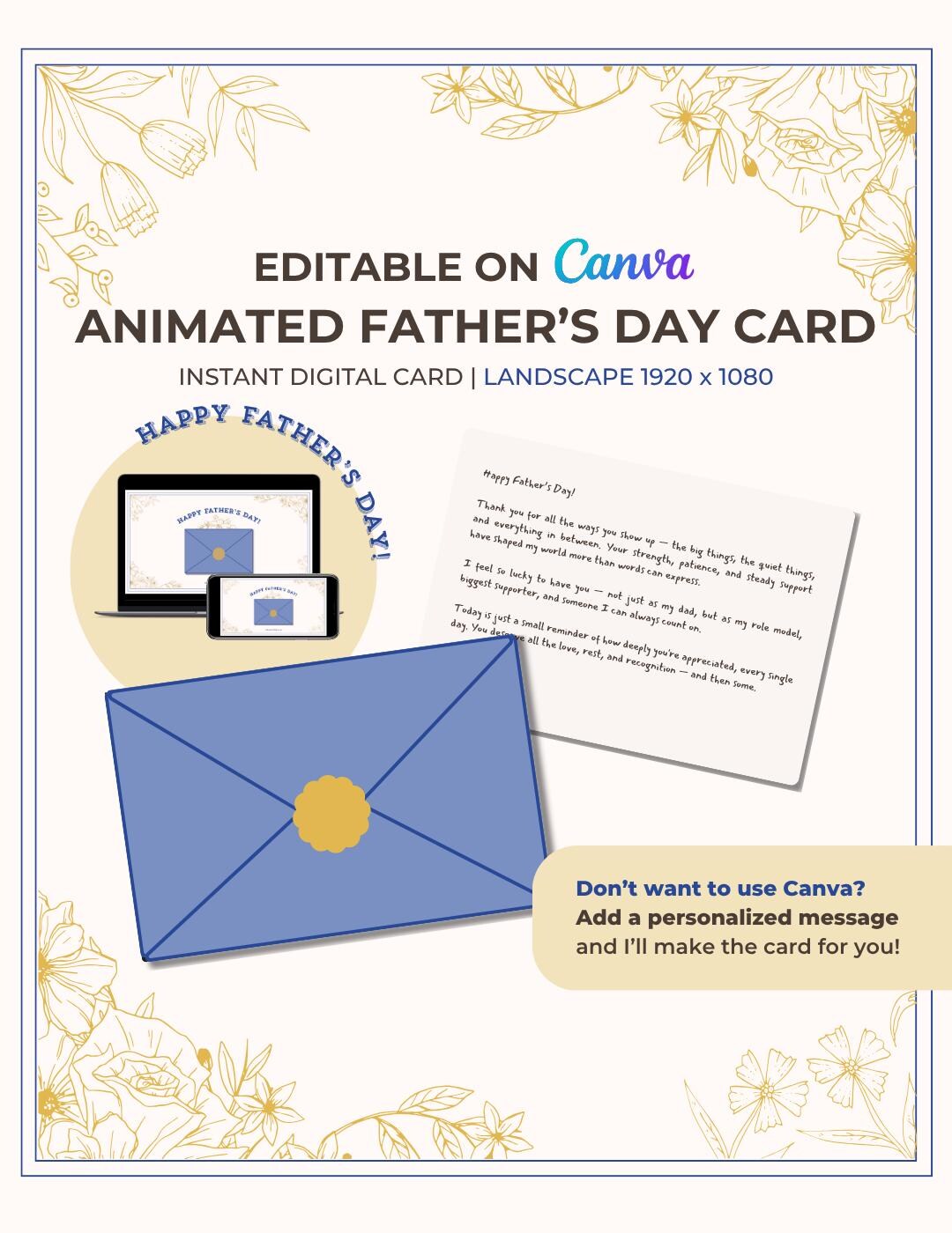 Animated Father's Day Card – Editable Canva Template | Digital Video ...