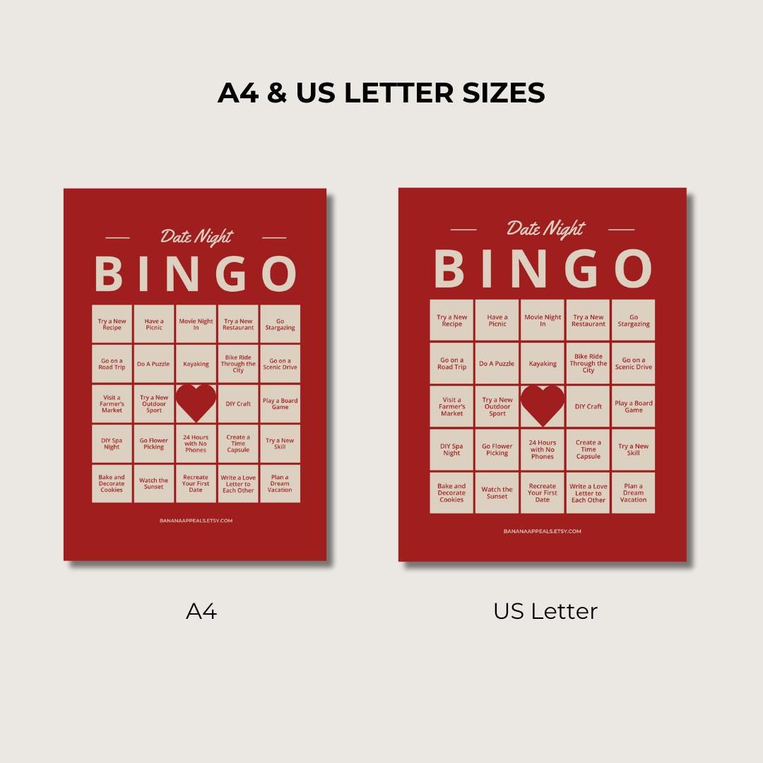 Date Night Bingo | Printable & Editable Couples Game (canva + PDF) | A4 ...