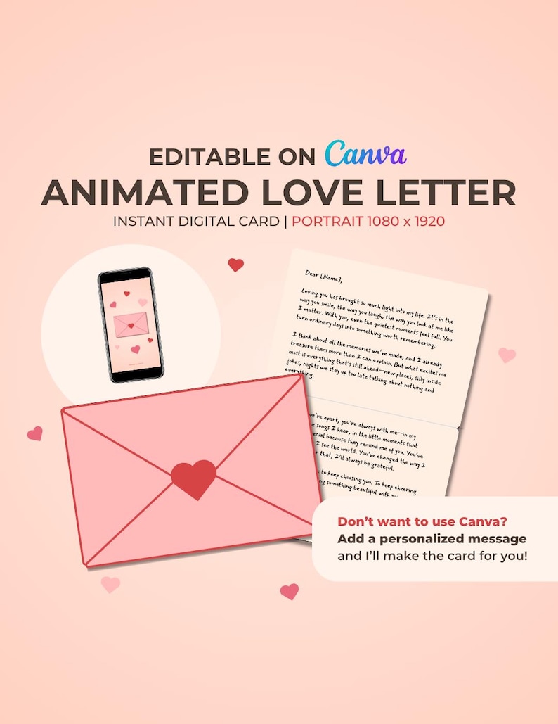 Animated Love Letter (mobile Version) – Editable Canva Template ...