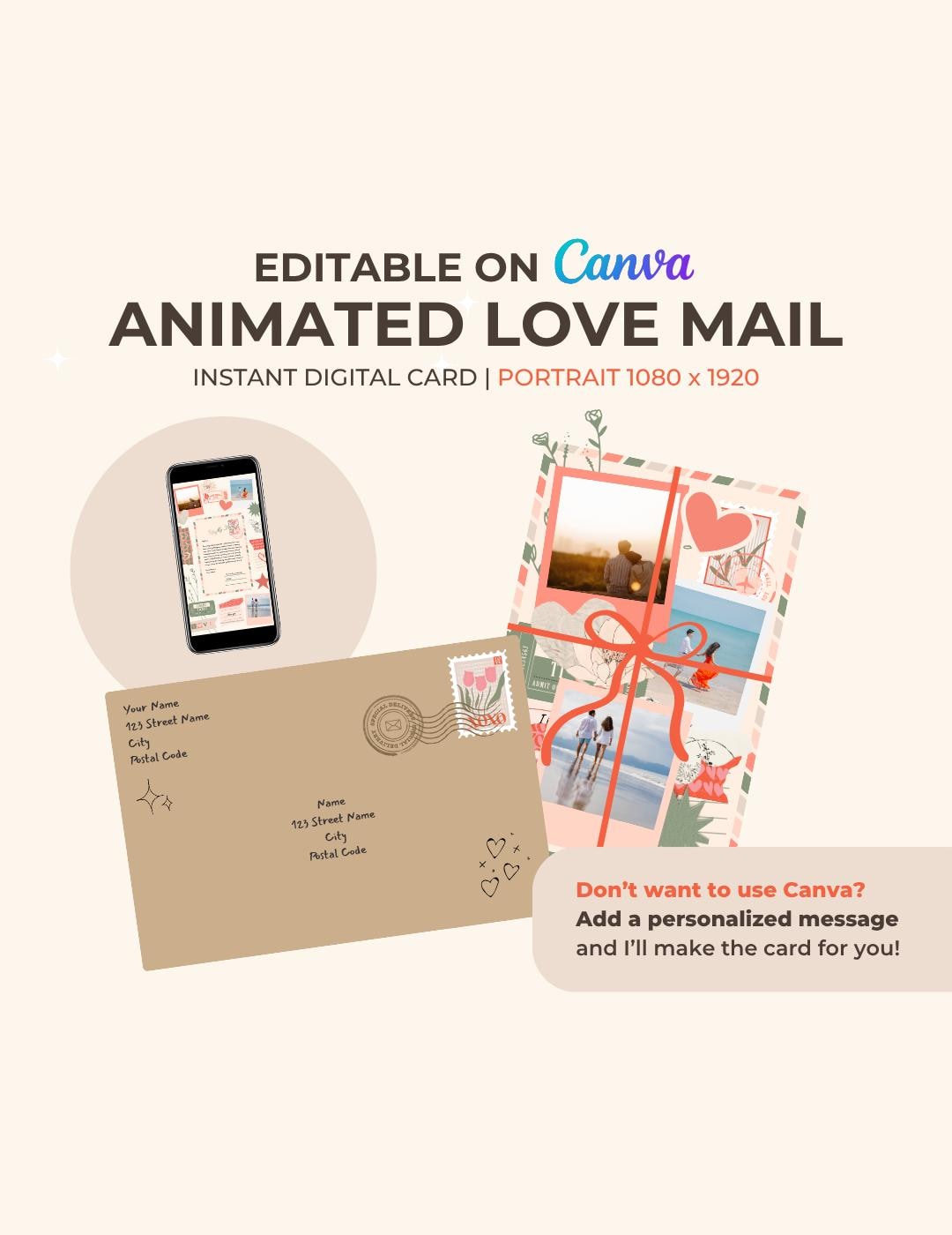 Animated Love Mail (mobile Version) – Editable Canva Template | Digital ...