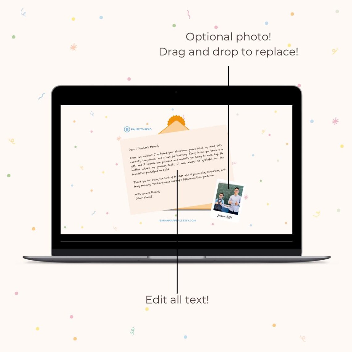 Animated Teacher Appreciation Card – Editable Canva Template | Digital ...