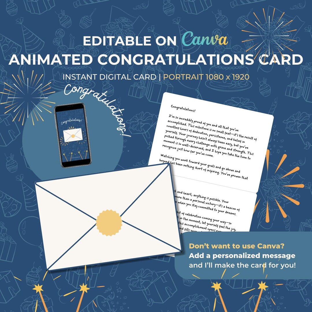 Animated Congratulations Card (mobile Version) – Editable Canva ...
