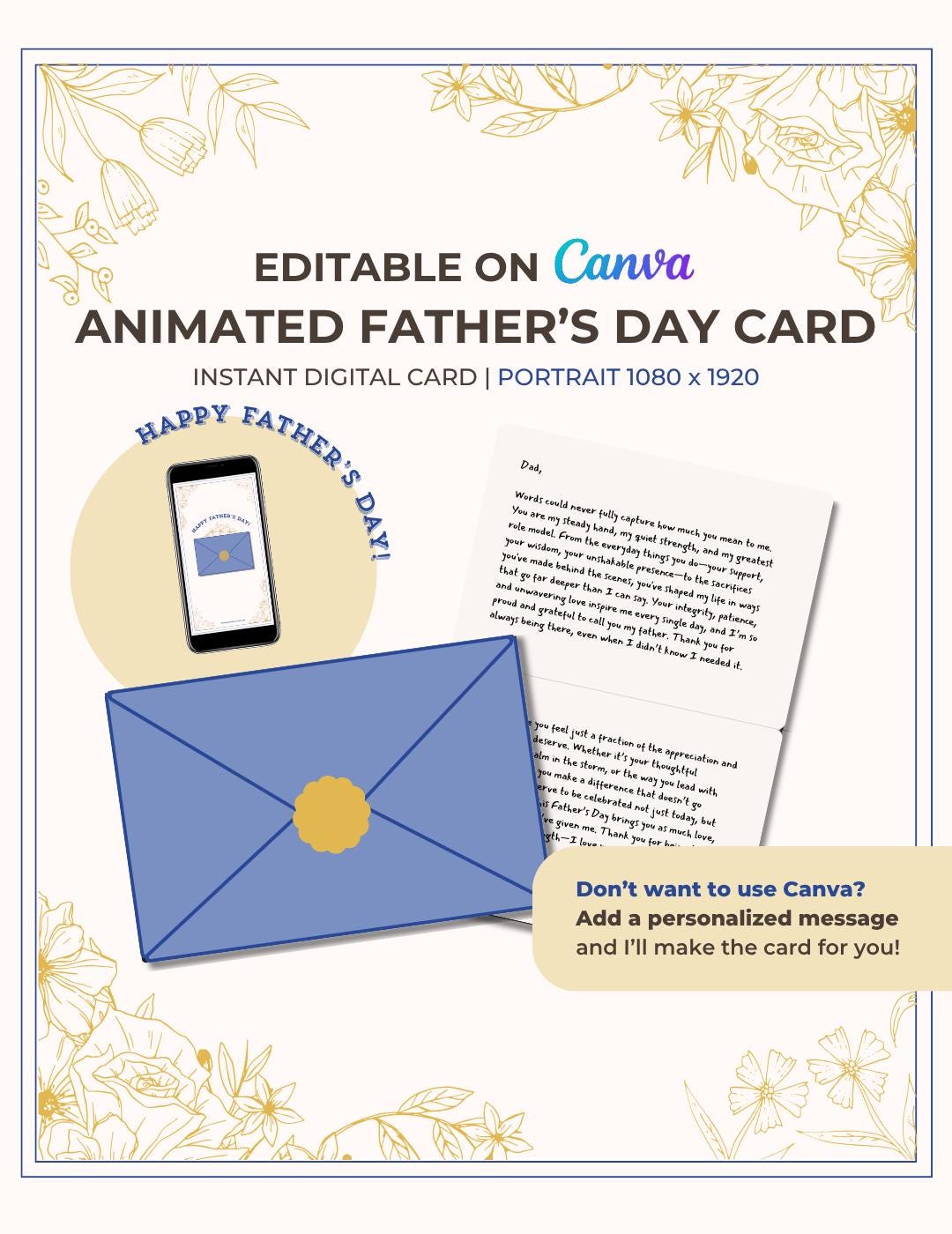 Animated Father's Day Card (mobile Version) – Editable Canva Template ...