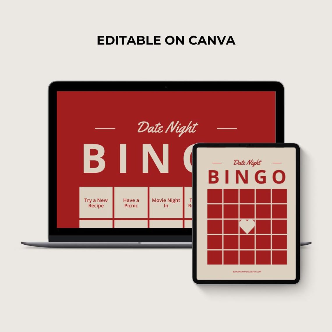 Date Night Bingo | Printable & Editable Couples Game (canva + PDF) | A4 ...