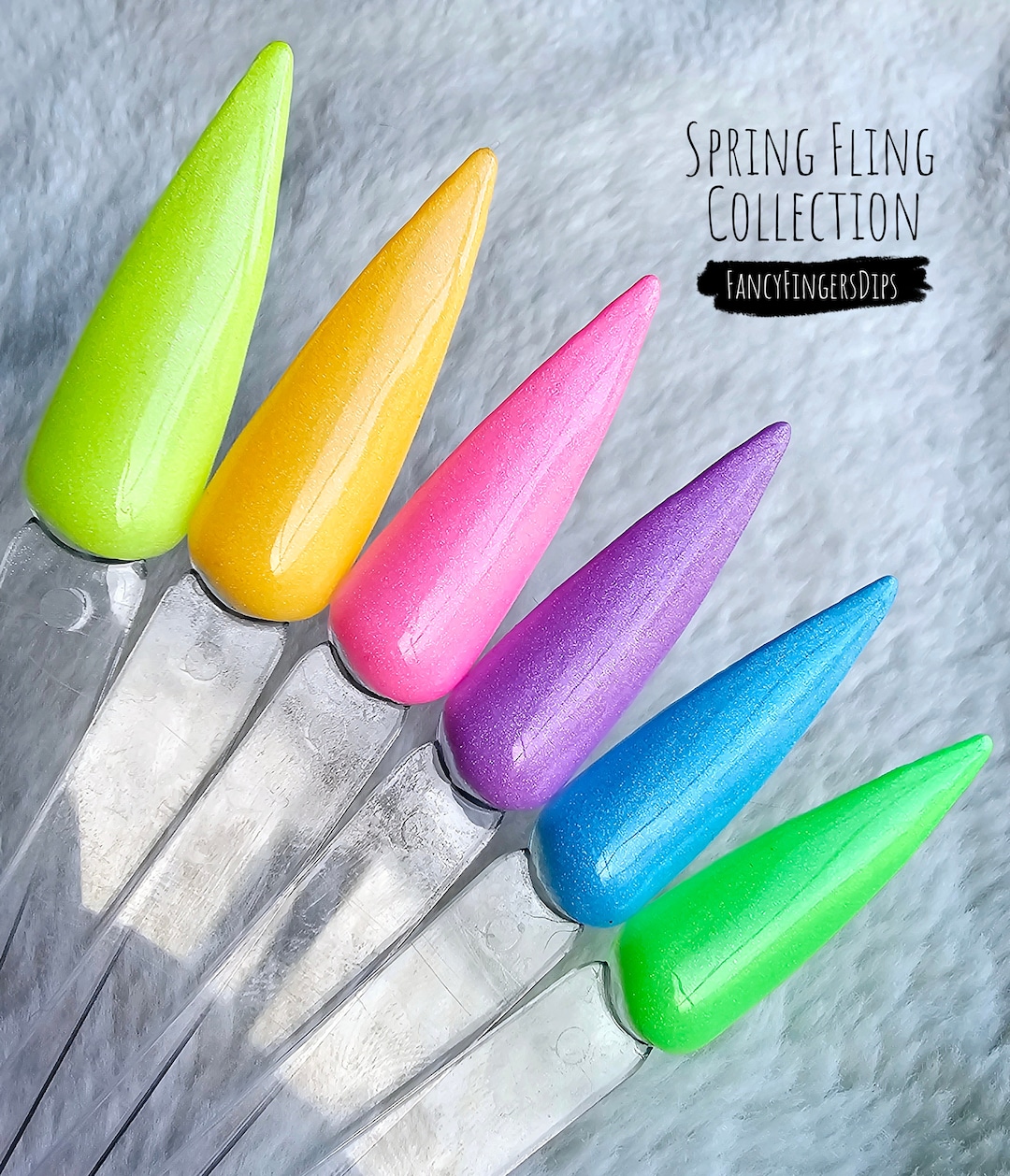 Spring Fling Collection- Pastel Neon Shimmer Acrylic Dip Powder - Etsy