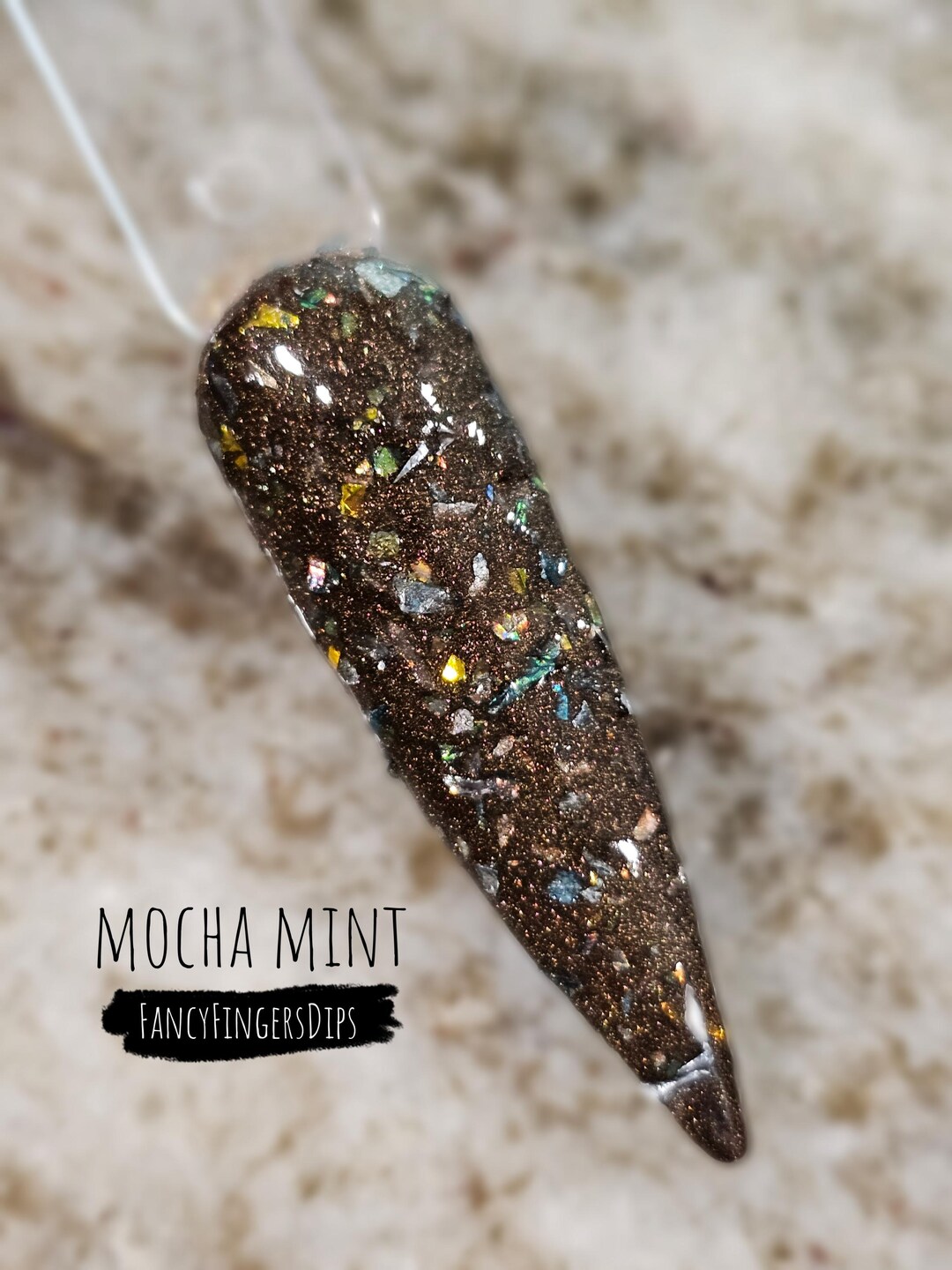 Mocha Mint- Shimmer With Glitter Shards Acrylic Dip Powder - Etsy