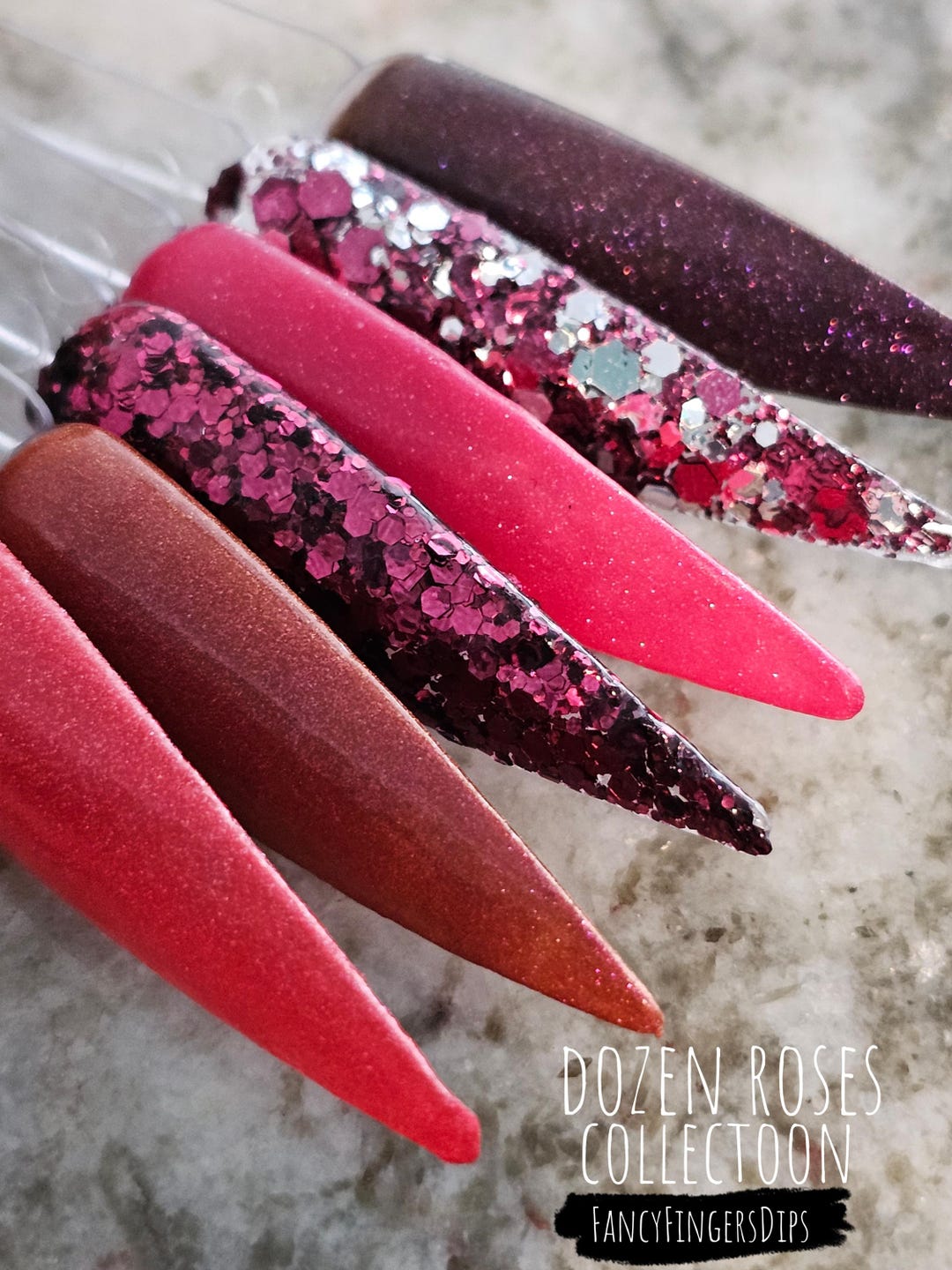 Dozen Roses Collection- Glitter and Shimmer Acrylic Dip Powder - Etsy