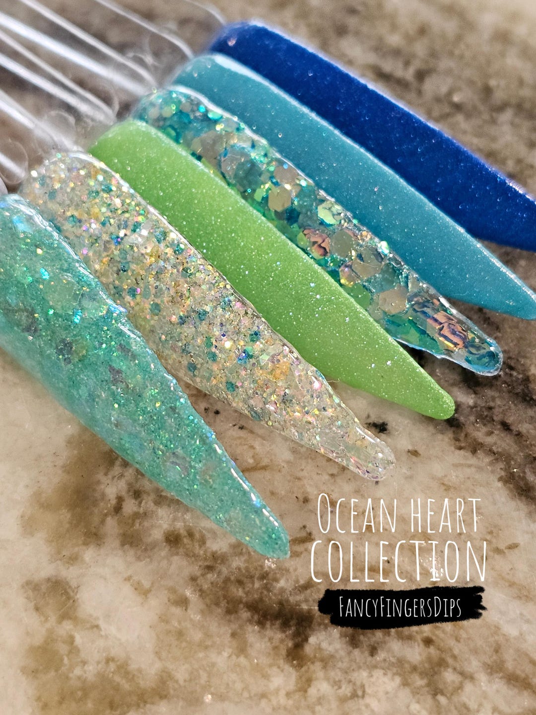Ocean Heart Collection- Acrylic Dip Powder - Etsy