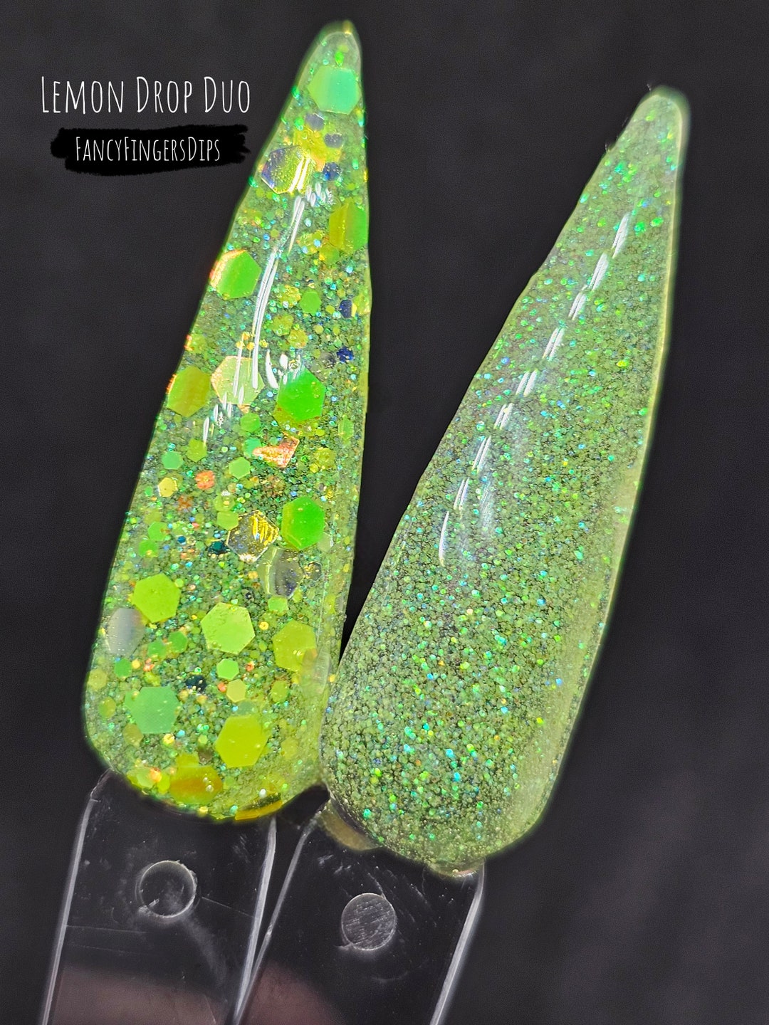 Lemon Drop Duo- Bright Yellow Glitter Acrylic Dip Powder - Etsy UK