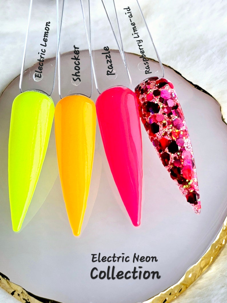 Electric Neon Collection Neon and Glitter Acrylic Dip Powder - Etsy