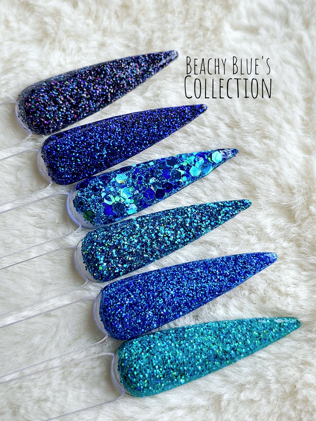 Beachy Blue's Collection- Glitter Acrylic Dip Powder Collection - Etsy