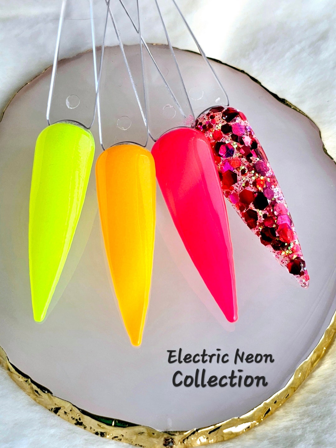 Electric Neon Collection- Neon and Glitter Acrylic Dip Powder - Etsy
