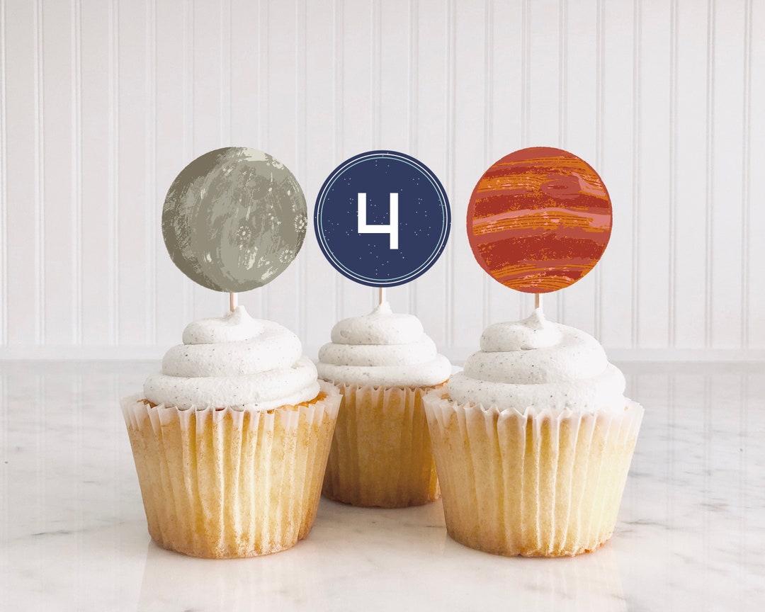 Space Birthday Cupcake Toppers - Etsy
