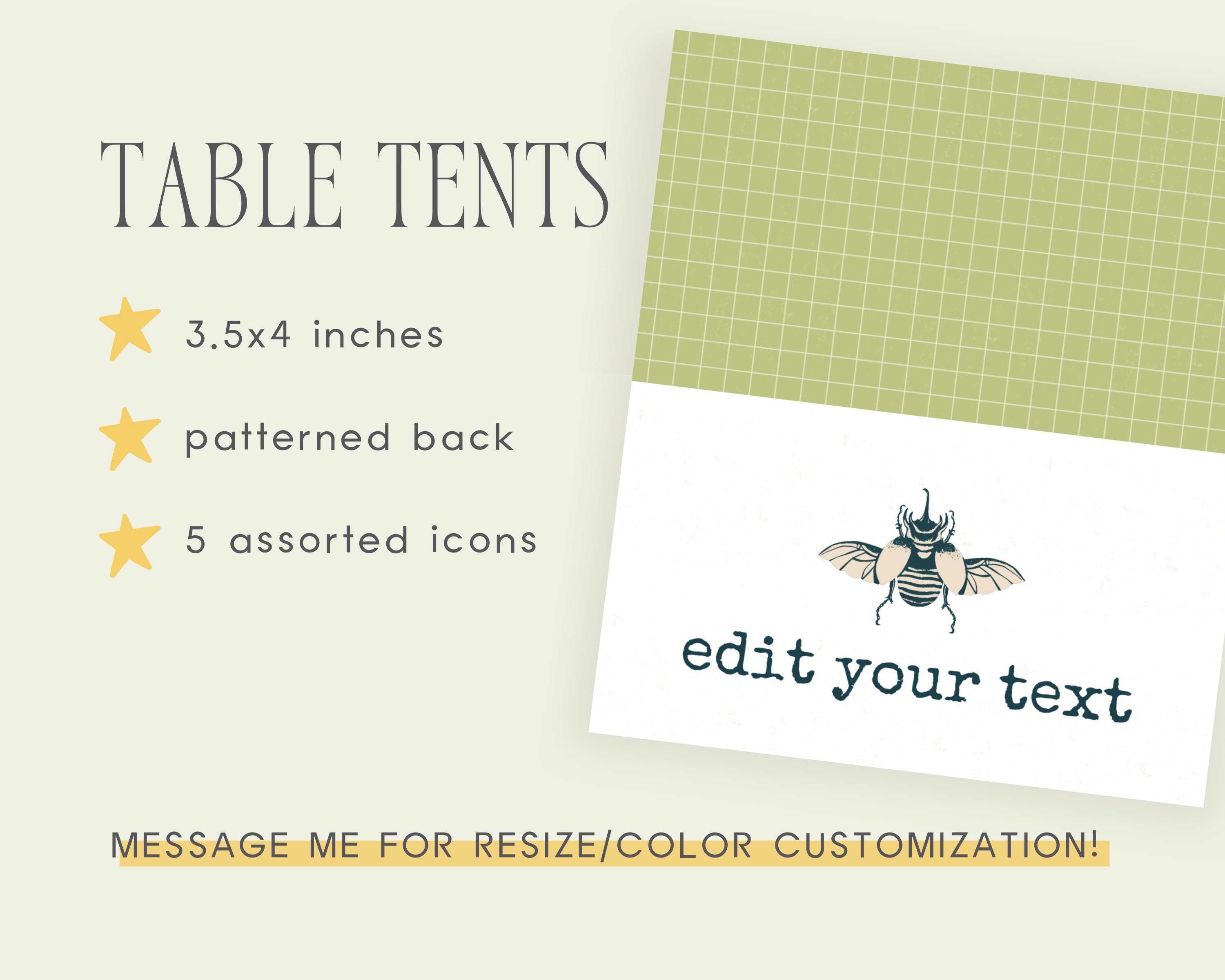 Bugs Birthday Printable Table Tents (editable Text) - Etsy