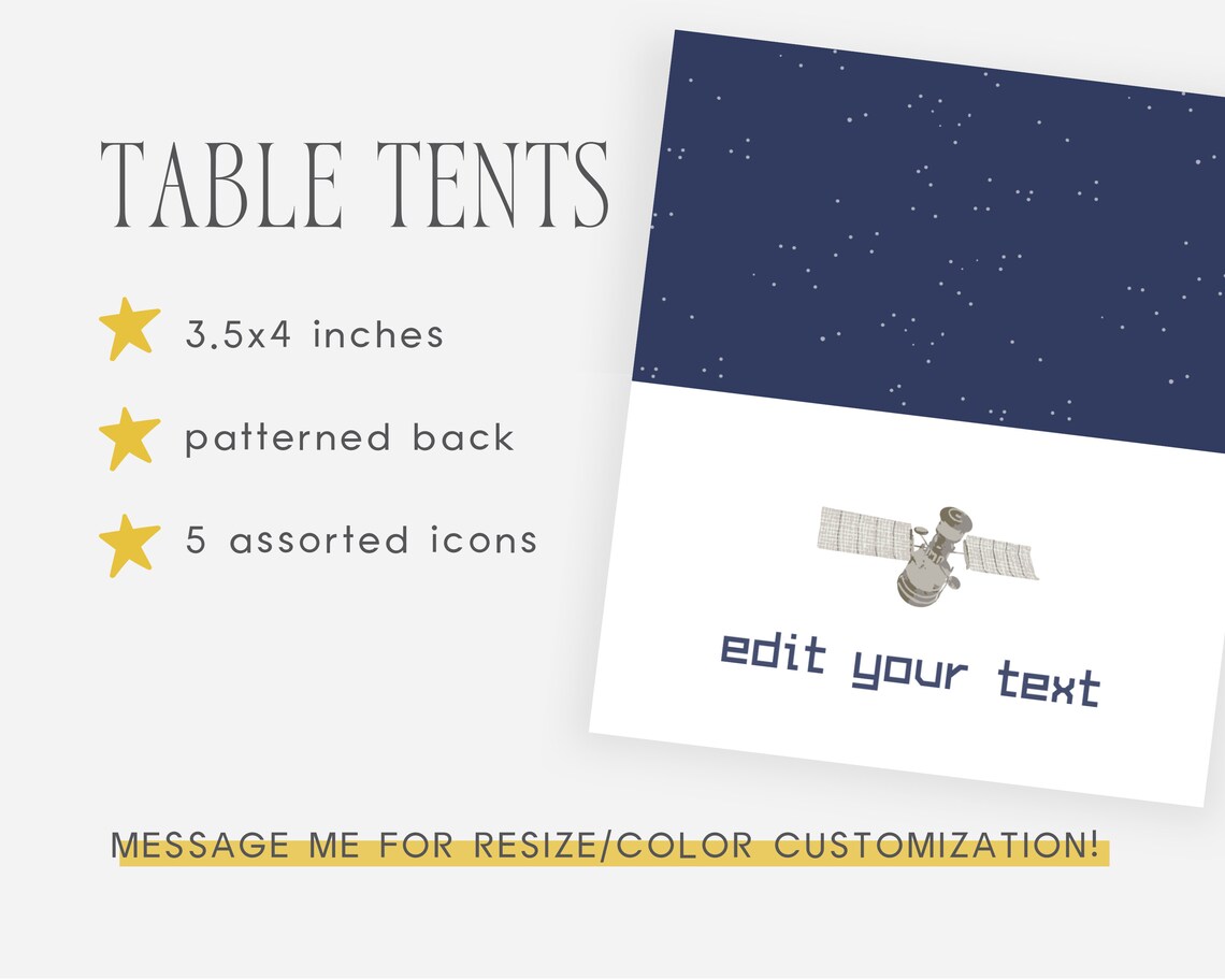 Space Birthday Printable Table Tents (editable Text) - Etsy
