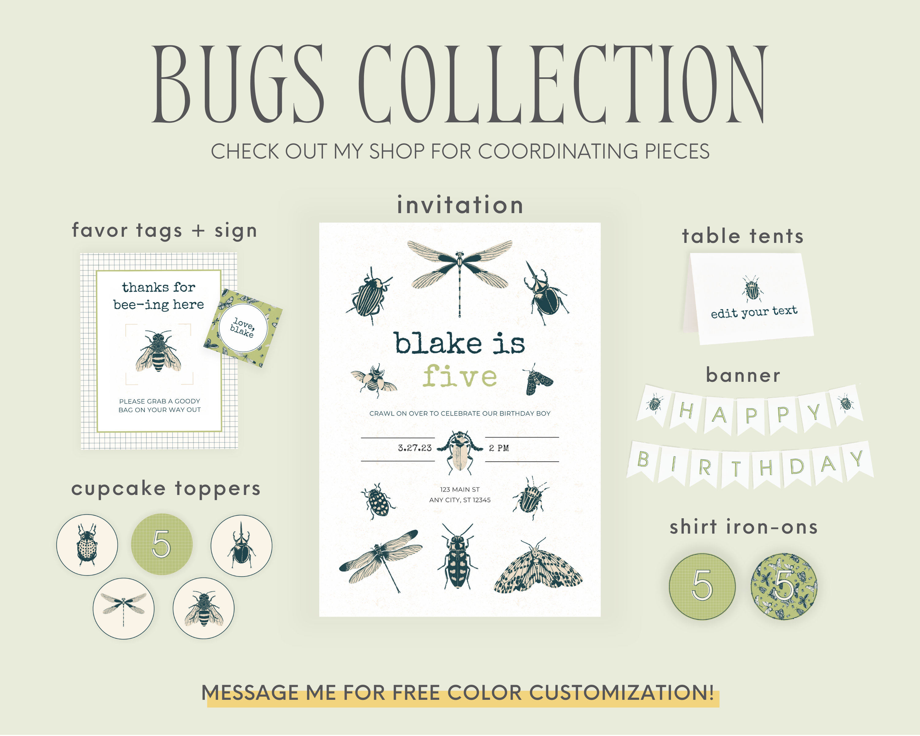 Bugs Birthday Printable Table Tents (editable Text) - Etsy