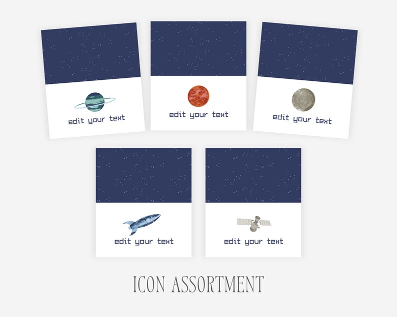 Space Birthday Printable Table Tents (editable Text) - Etsy