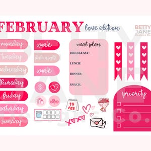 Pink Valentine’s Day Mini Digital Sticker Set | 25 Pre-cropped Romantic ...