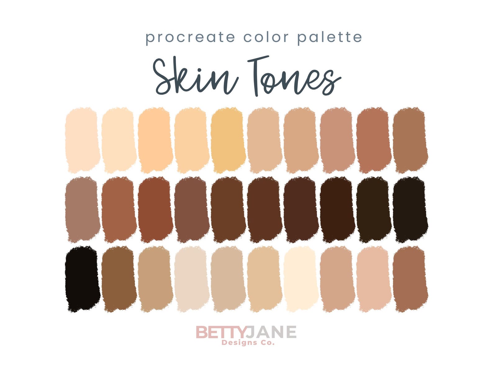 30 Skin Tone Color Palette for All Ethnicities - Diverse Hex Code Chart ...