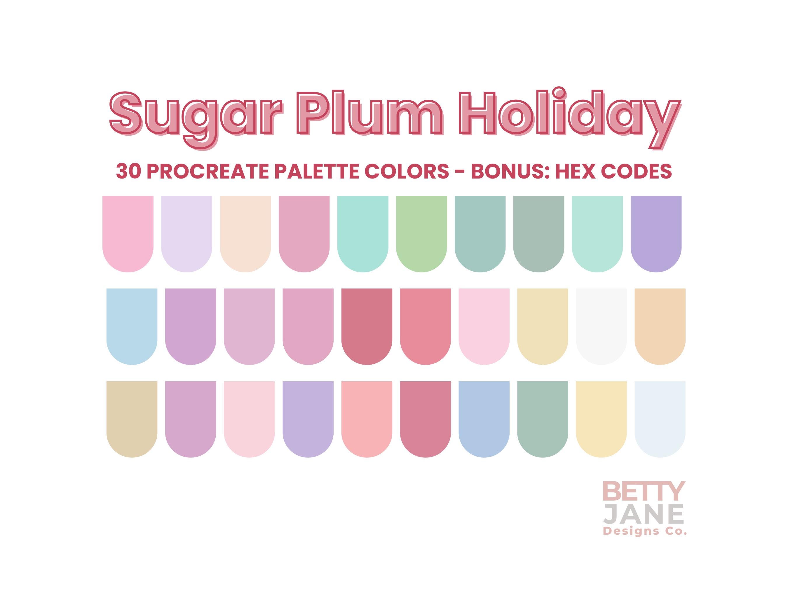 Sugar Plum Holiday Procreate Palette: 30 Pastel Christmas Colors (PDF ...