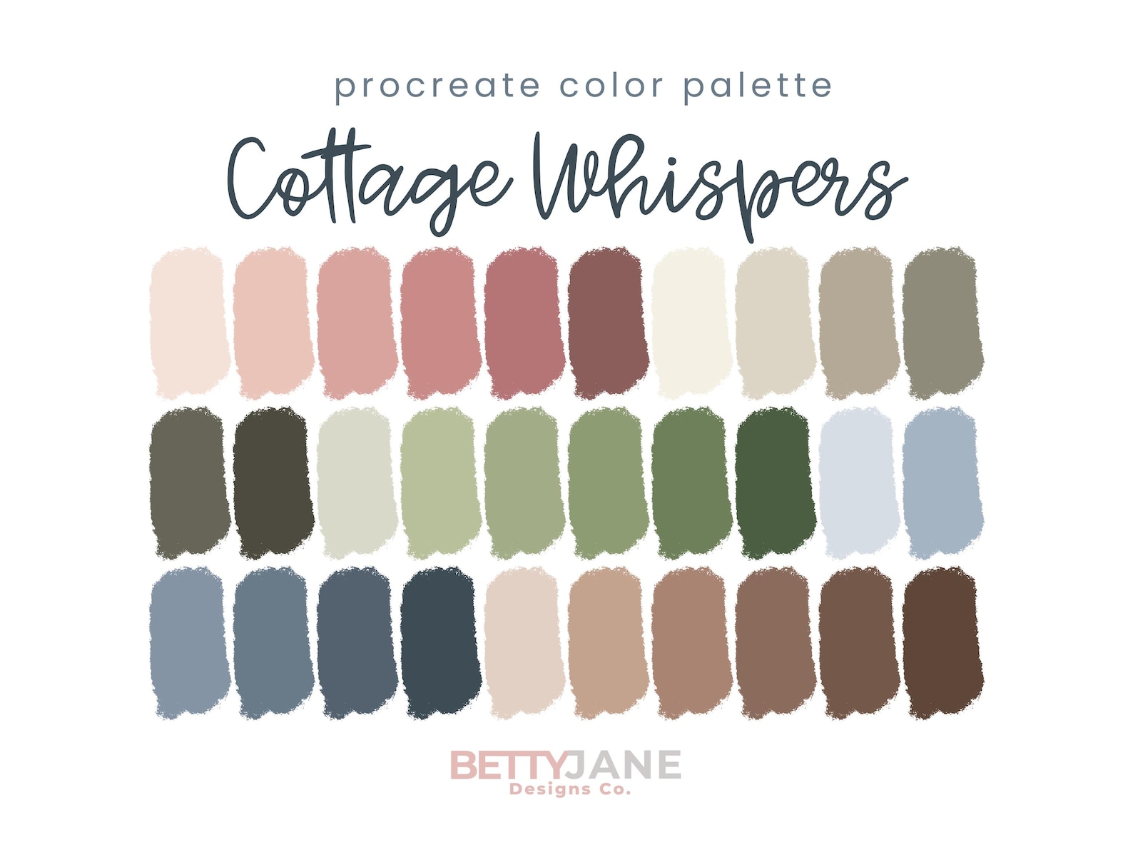 English Cottage Procreate Color Palette: Earthy Tones (digital Download ...