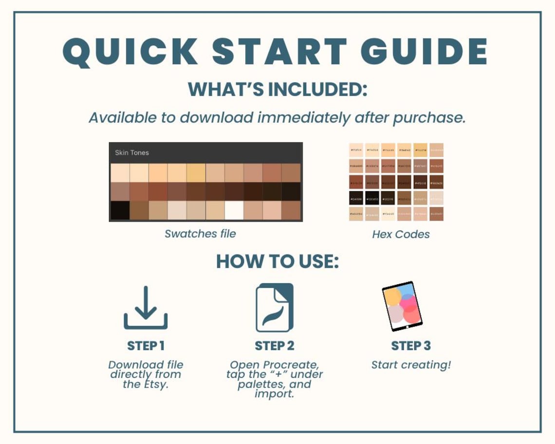 Skin Tone Color Palette: 30 Diverse Shades, HEX Codes (digital Download ...