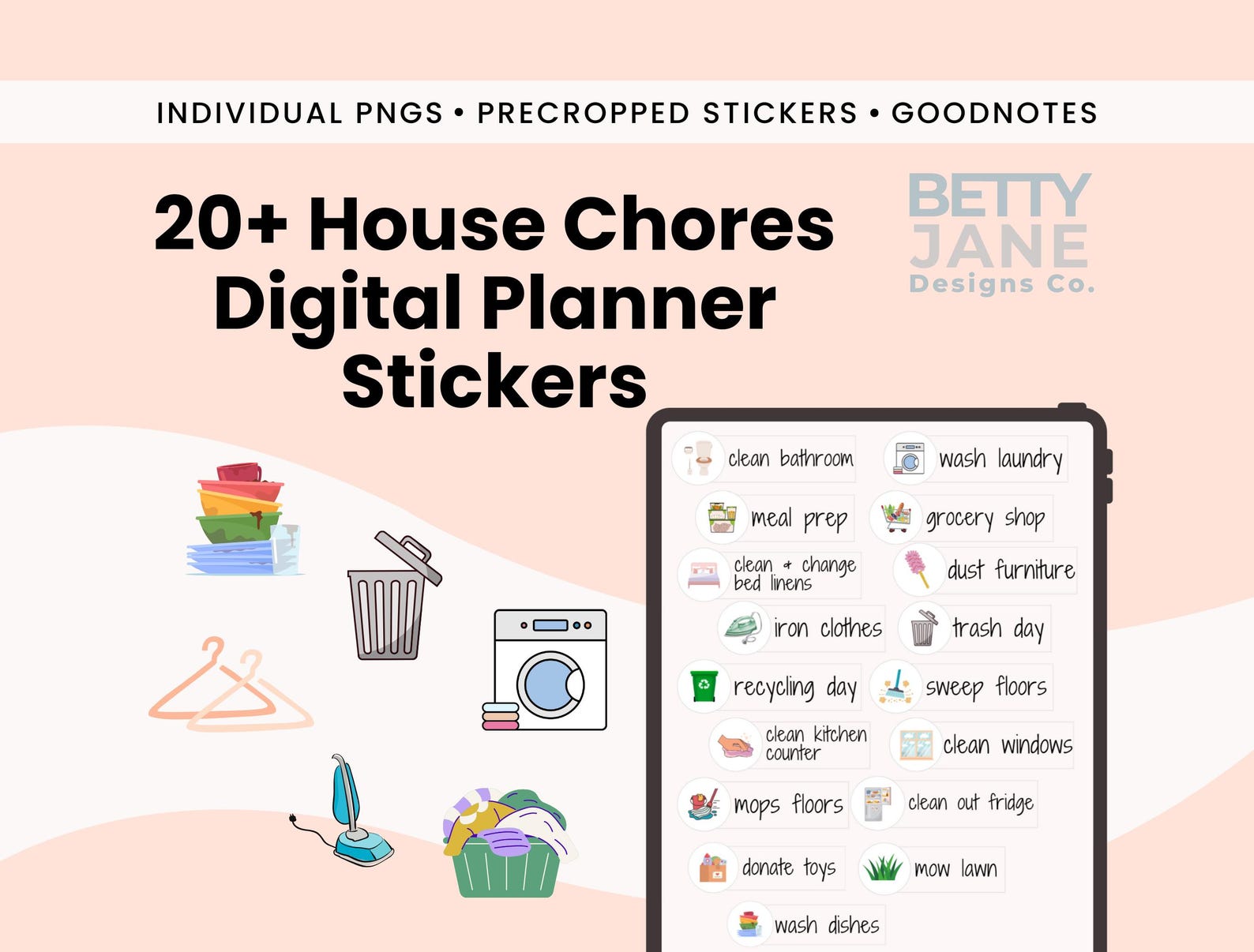 20+ Household Chores Digital Stickers for Goodnotes and Notability ...
