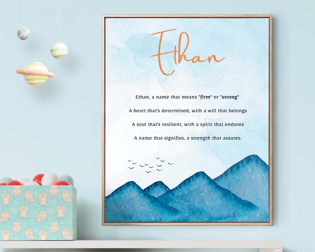 Ethan, Name Meaning, Poem, Nursery Wall Art, Nursery Decor, Gift, Kids ...