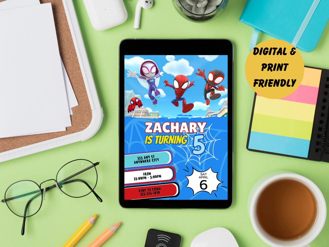 Spidey and His Amazing Friends Birthday Invitation, Spidey Invitation ...