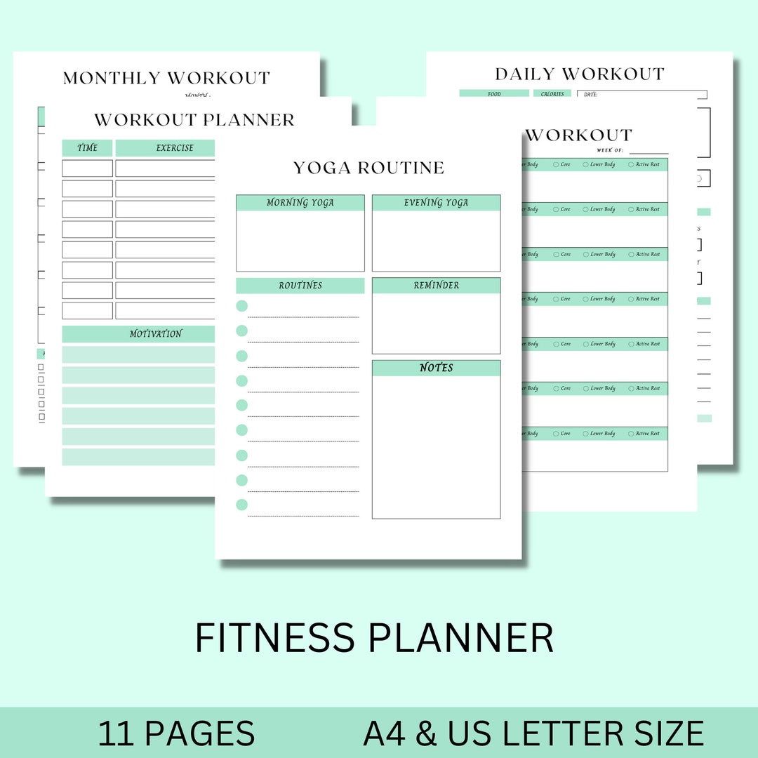Fitness Planner, Printable Fitness Planner, Workout Tracker, Exercise ...