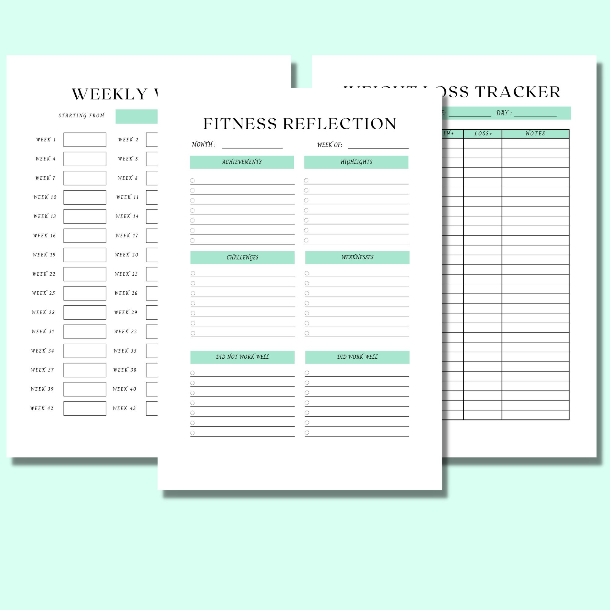 Fitness Planner, Printable Fitness Planner, Workout Tracker, Exercise ...