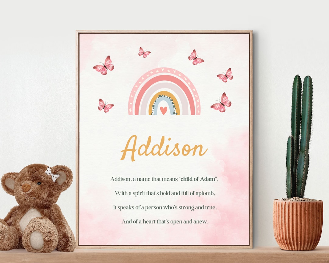 Addison, Name Meaning, Poem, Nursery Wall Art, Nursery Decor, Gift ...