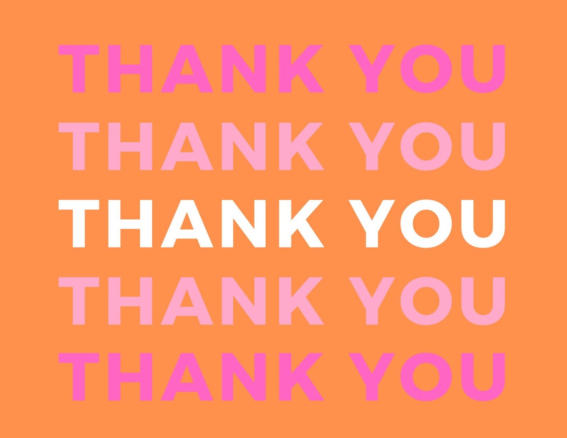Orange and Pink Thank You Card - Etsy