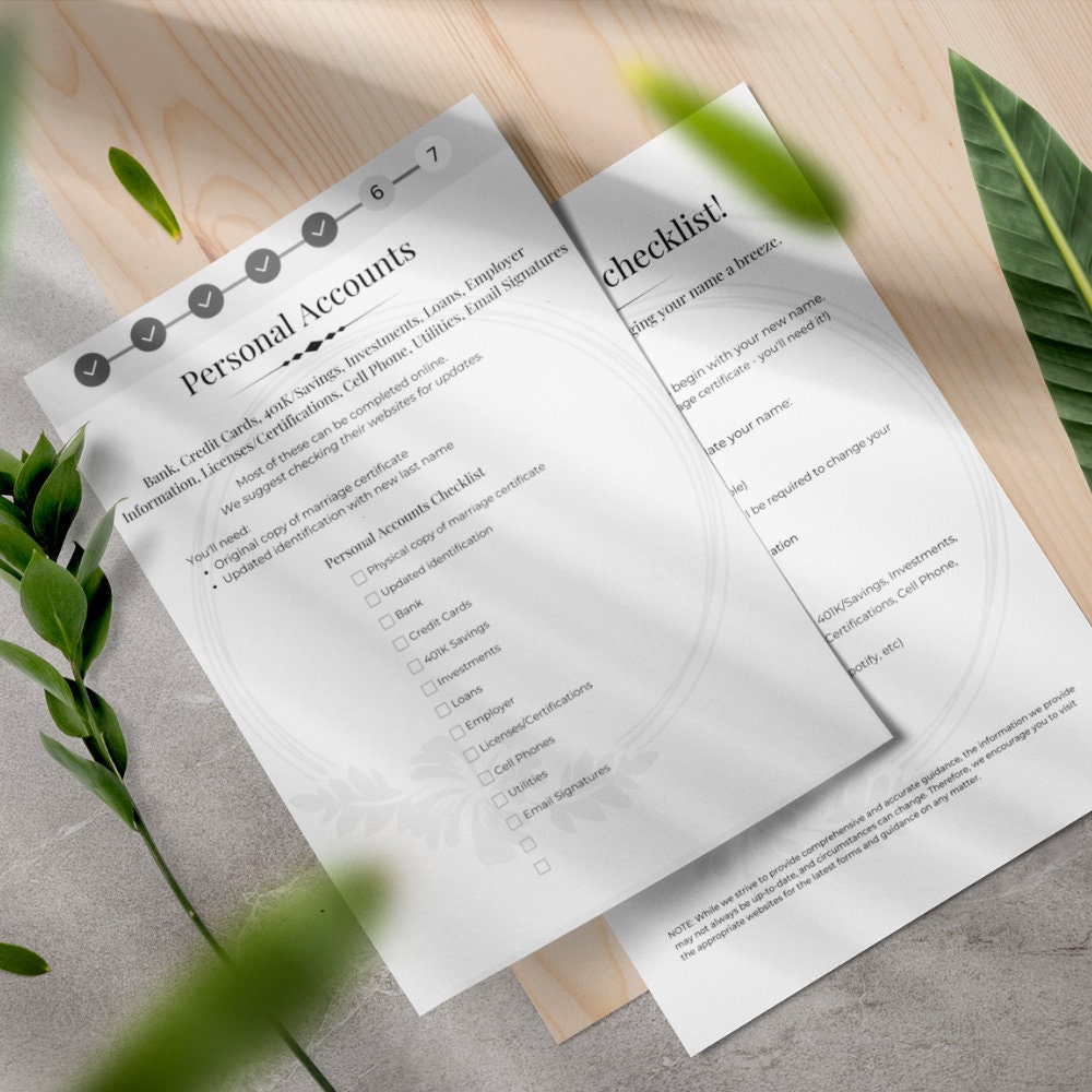 Name Change Checklist for Newlyweds - Etsy
