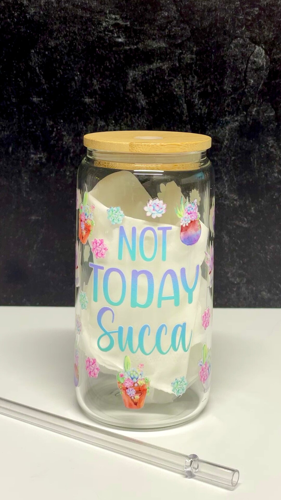 Not Today Succa Glass Can - Etsy