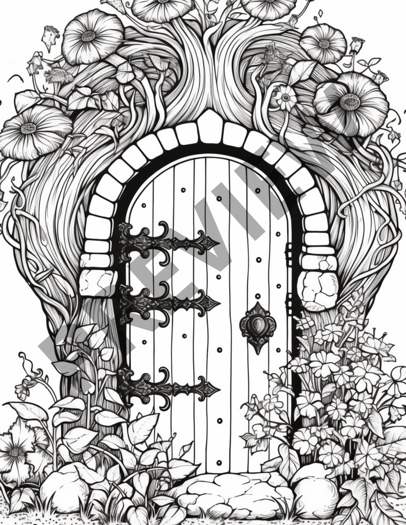 Enchanted Fairy Doors Coloring Book - Adults Kids Coloring Pages ...
