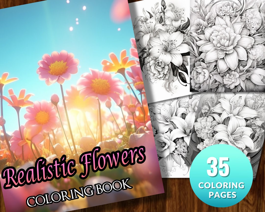 35 Realistic Flowers Coloring Pages | Printable Adult Coloring Pages ...