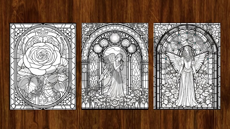 37 Stained Glass Collection Coloring Page Adults Kids - Etsy