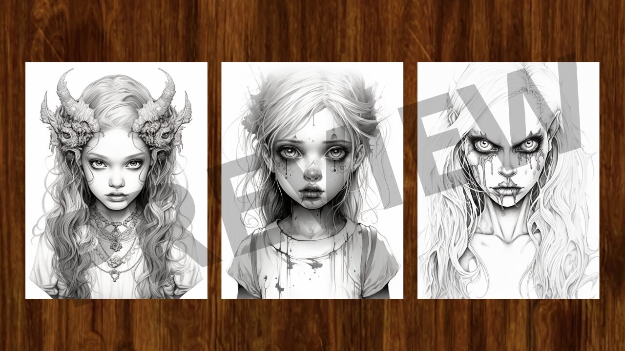 30 Creepy Dark Girls Coloring Pages | Printable Adult Coloring Pages ...