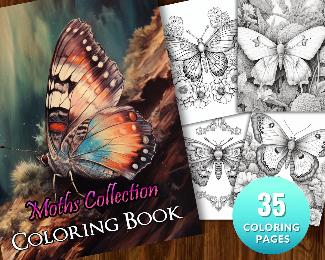 Moths Collection Coloring Book: Night Flyers Adult Coloring Book by ...