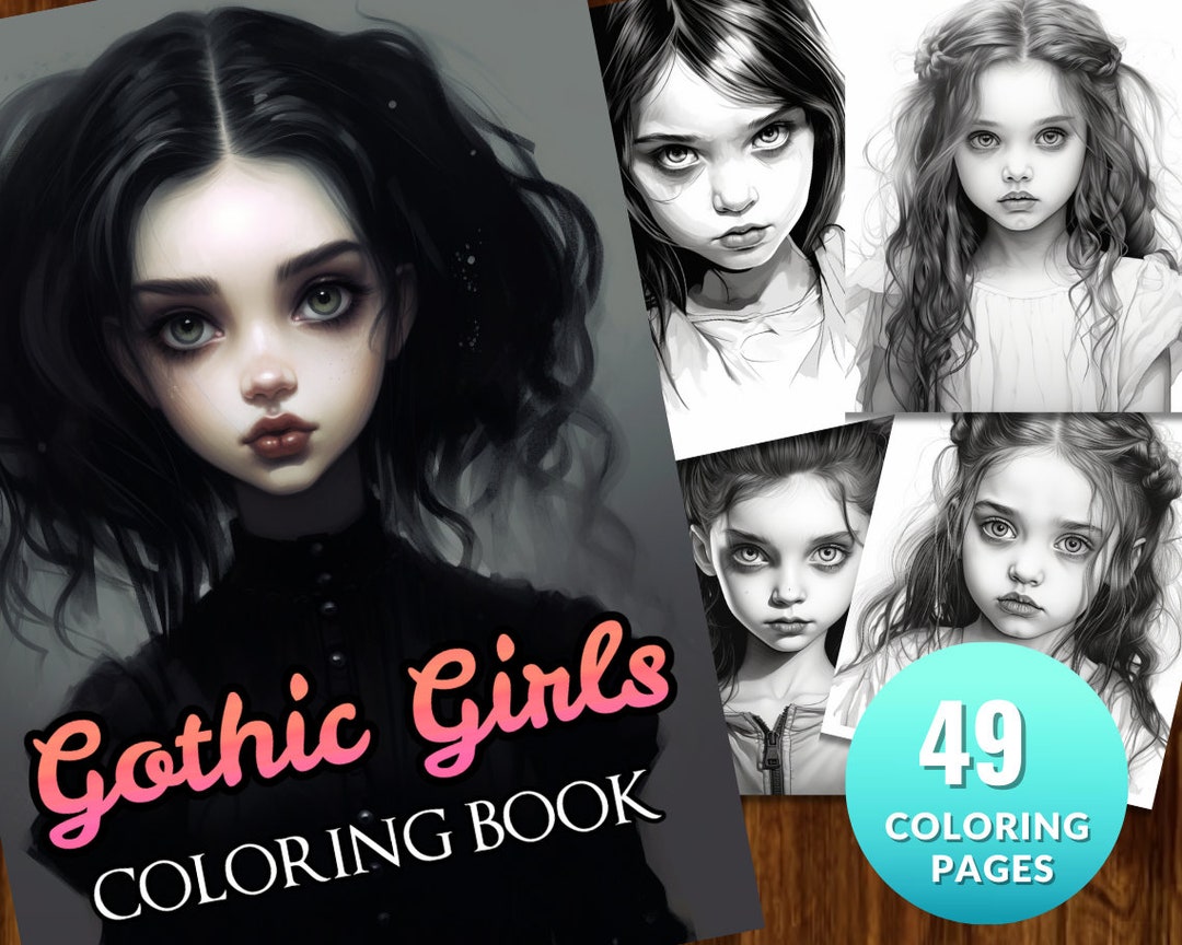49 Gothic Girls Coloring Pages | Bright, Medium and Dark | Printable ...